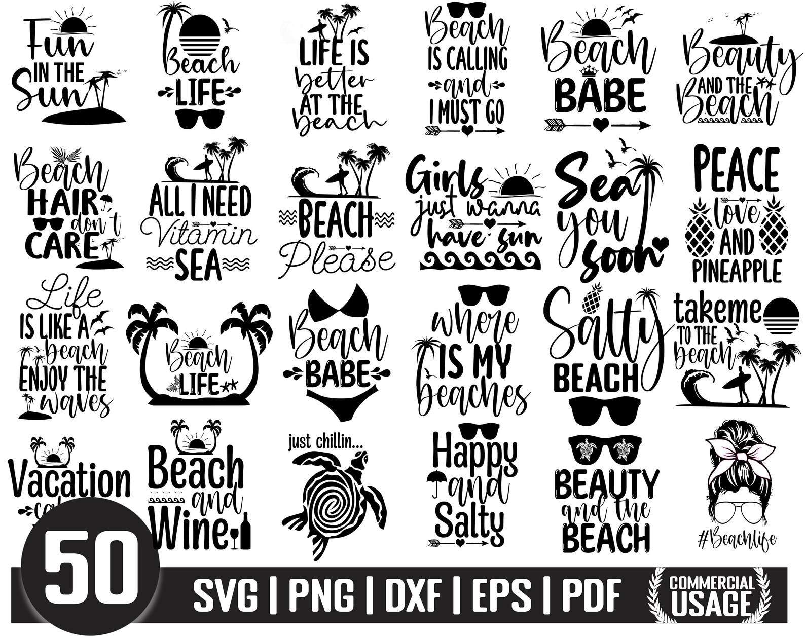 Beach SVG Bundle Summer Beach Bundle Sassy Beach Quotes Svg - Etsy