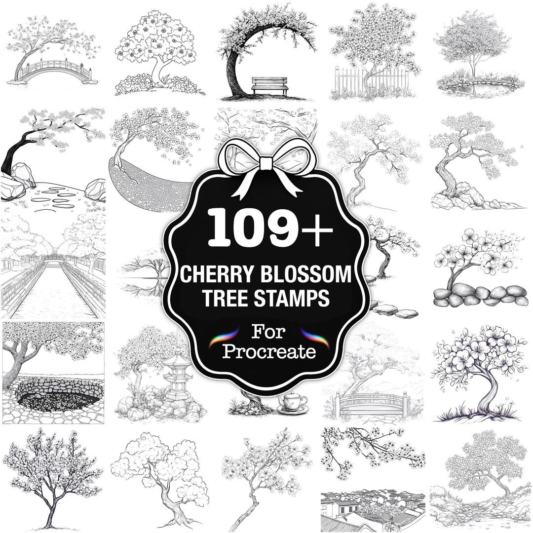 109+ Cherry Blossom Tree Procreate Stamps, Blossom Tree Brushes for ...