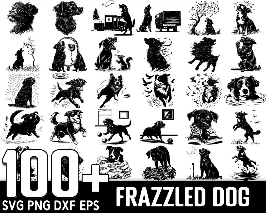 100 Frazzled Dog SVG Bundle, Instant Digital Download, PNG, SVG Cut ...