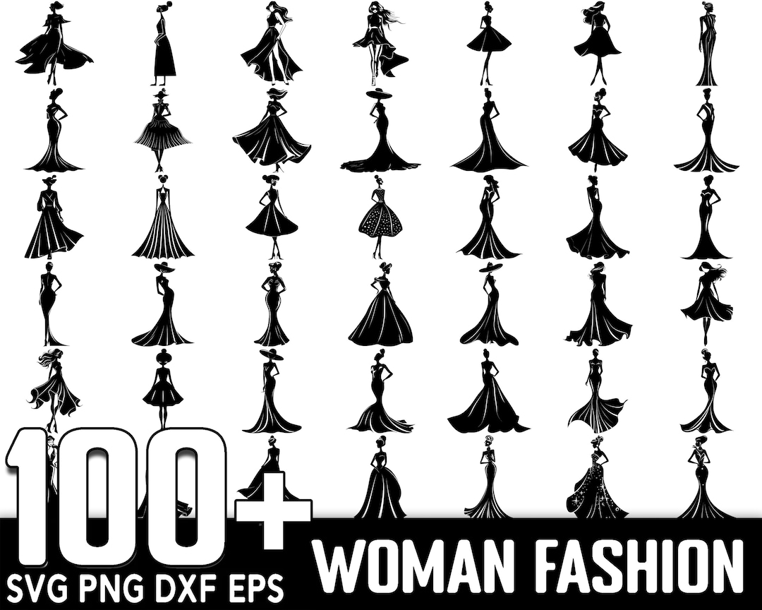 100+ Woman Fashion Dress SVG Bundle, Instant Digital Download, PNG, SVG ...