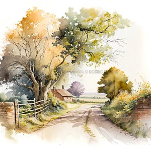Set of 21, Country Lane Watercolor Clipart, Country Lane Clip Art ...
