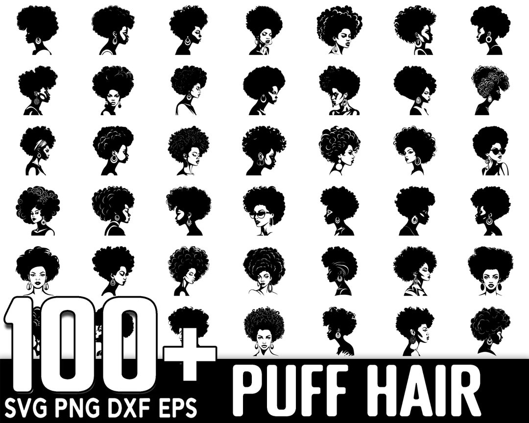 100 African Woman Puff Hair Svg Bundle Instant Digital Download Png