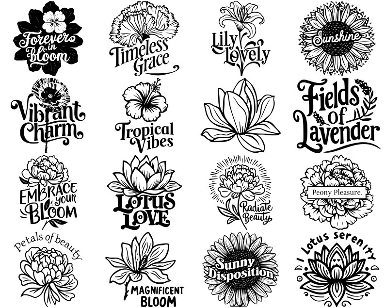 100+ Flower Quotes SVG Bundle, Instant Digital Download, PNG, SVG Cut ...