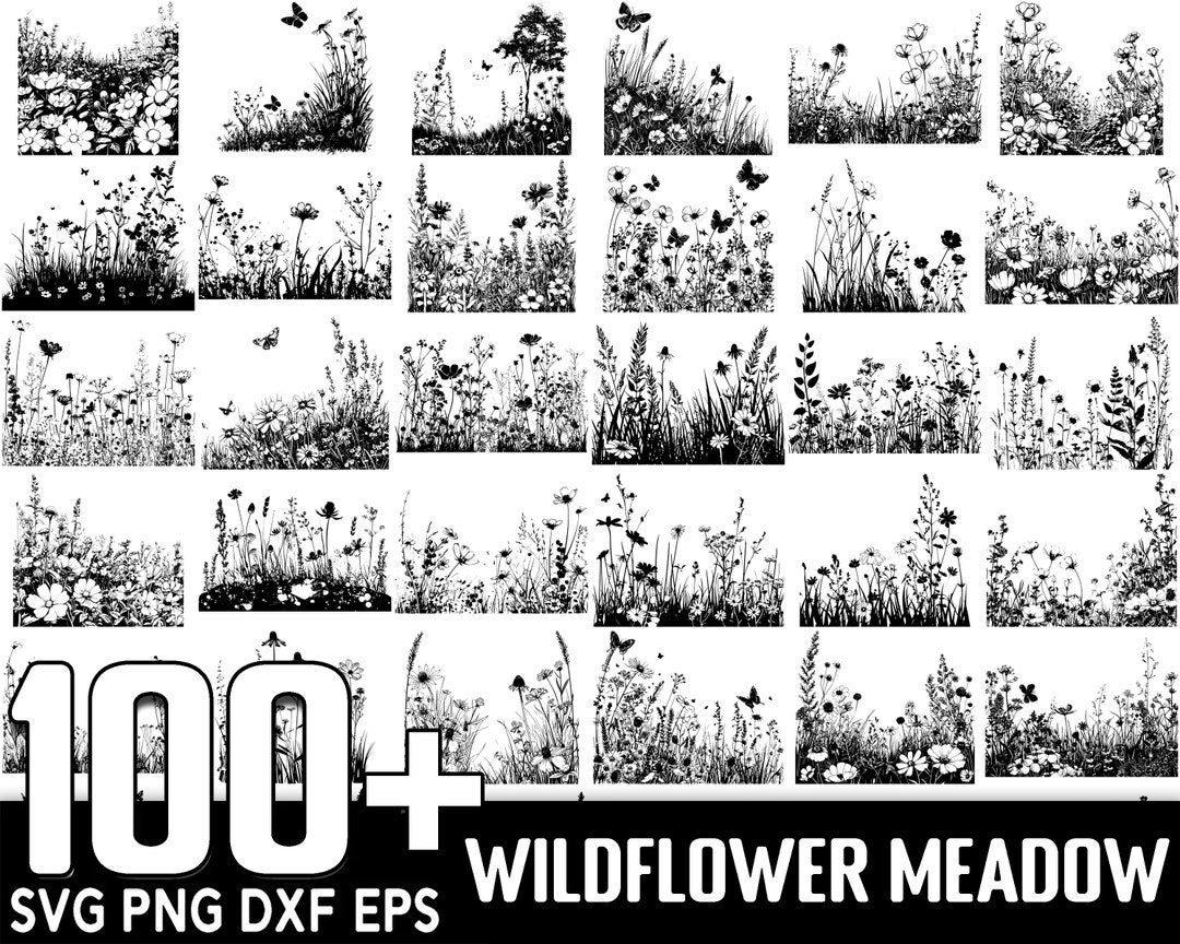100+ Wildflower Meadow SVG Bundle, Instant Digital Download, PNG, SVG ...