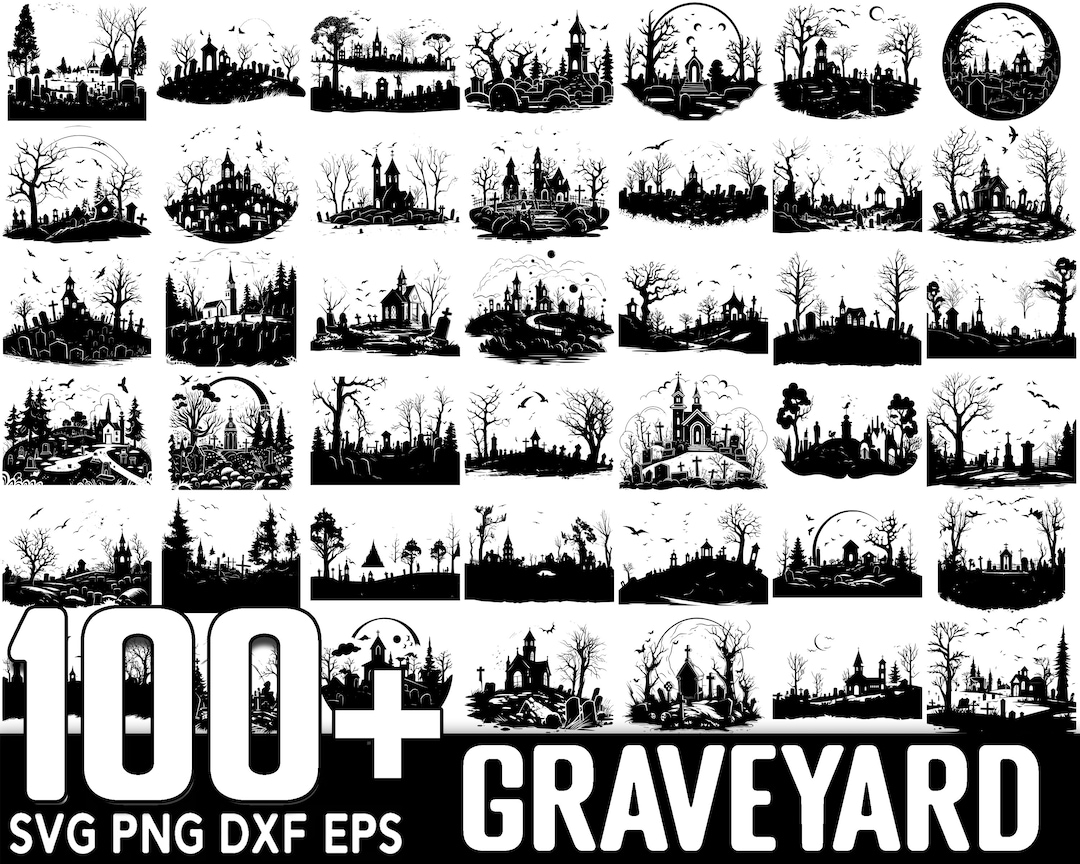 100+ Graveyard SVG Bundle, Instant Digital Download, PNG, SVG Cut Files ...