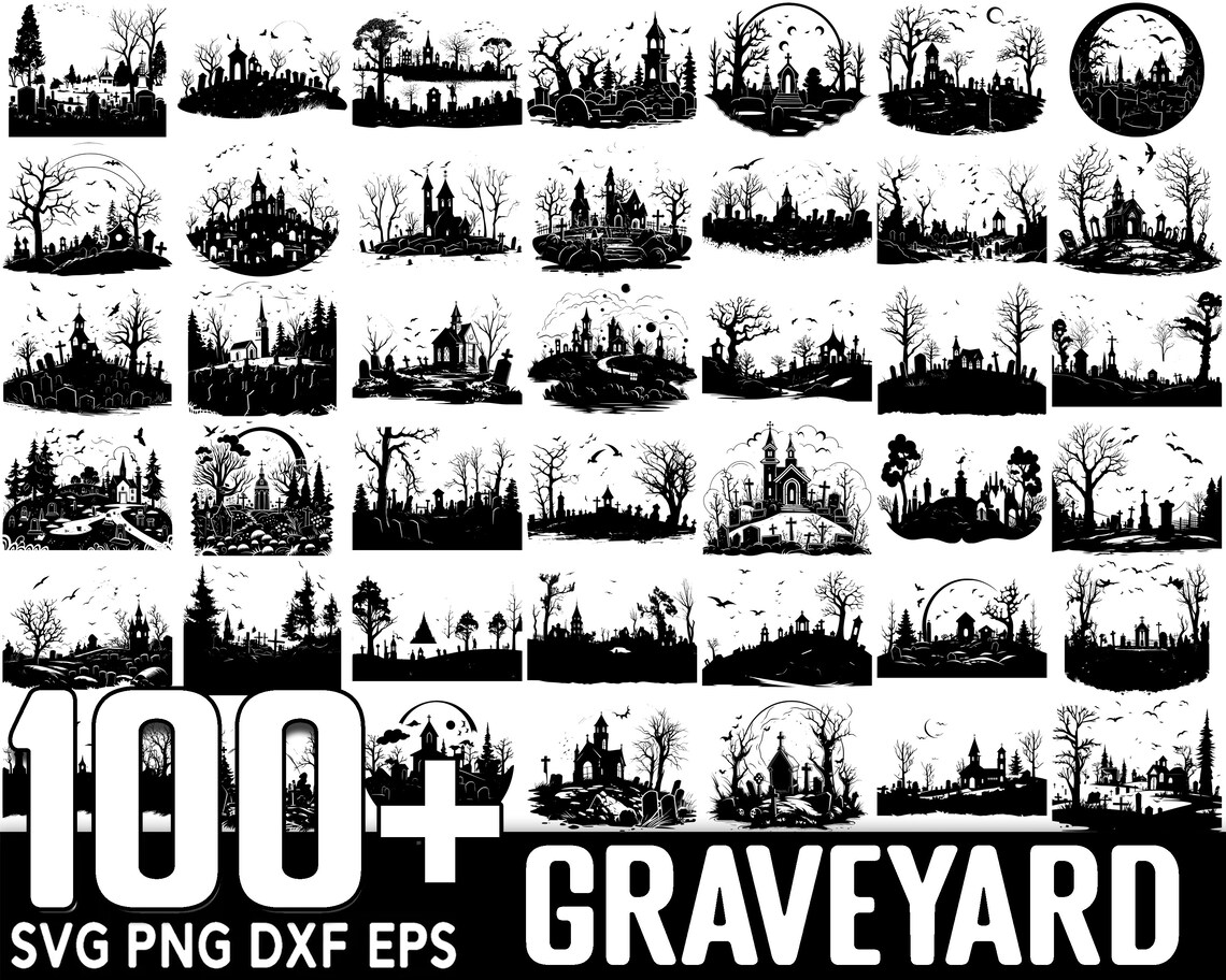 100+ Graveyard SVG Bundle, Instant Digital Download, PNG, SVG Cut Files ...
