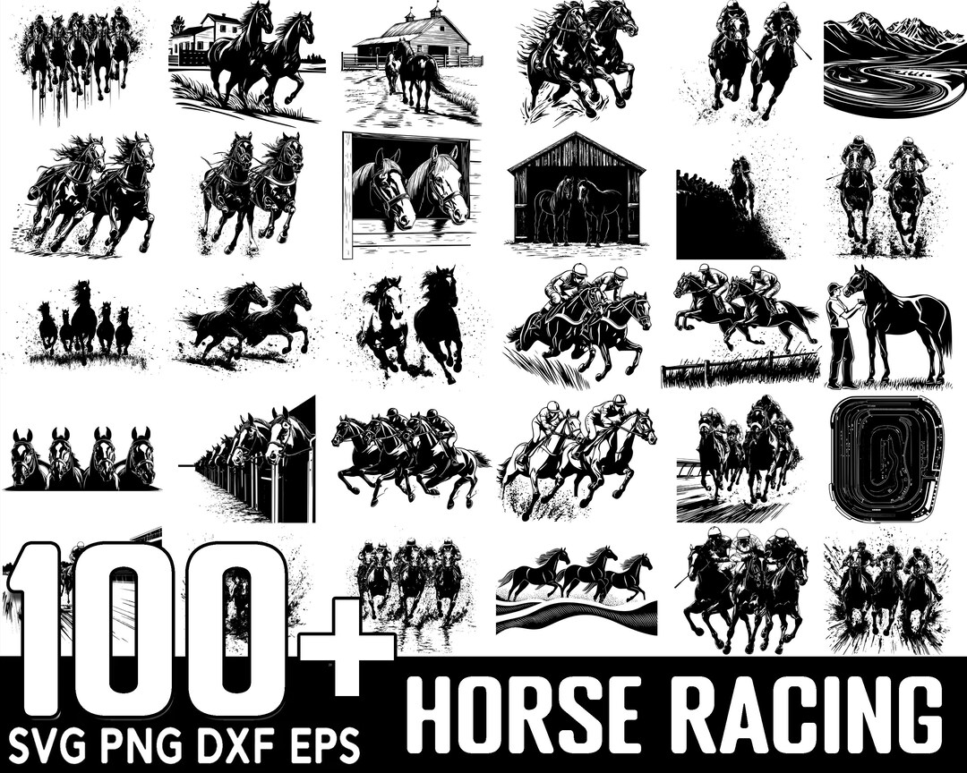 100+ Horse Racing SVG Bundle, Instant Digital Download, PNG, SVG Cut ...