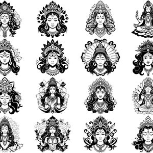 100+ Goddess Laxmi SVG Bundle, Instant Digital Download, PNG, SVG Cut ...