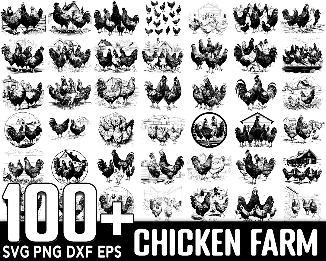 100 Chicken Farm SVG Bundle, Instant Digital Download, PNG, SVG Cut ...