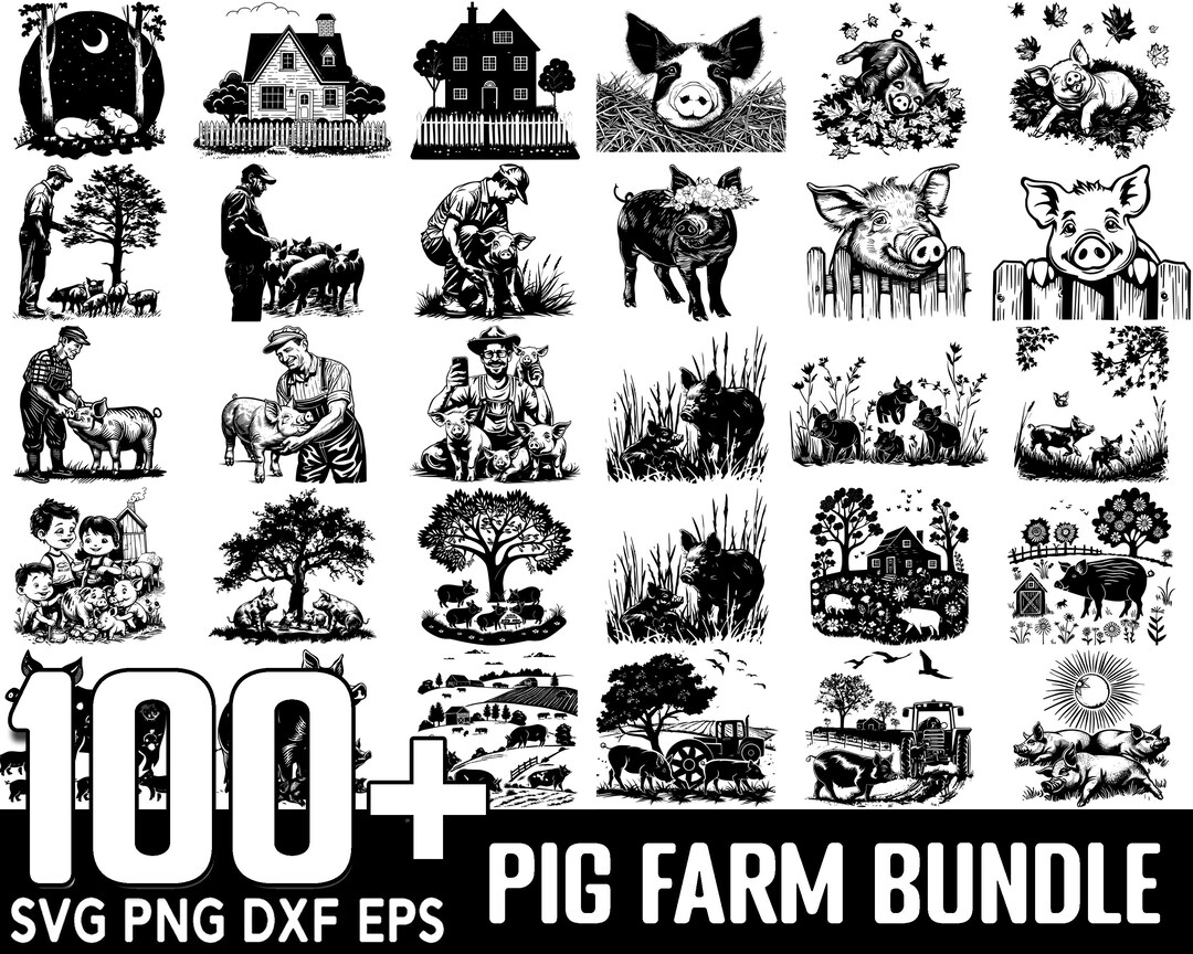Pig Farm SVG Bundle,instant Digital Download, PNG, SVG Cut Files - Etsy