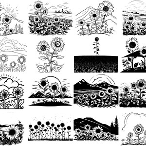 100+ Sunflower Field SVG Bundle,instant Digital Download, PNG, SVG Cut ...