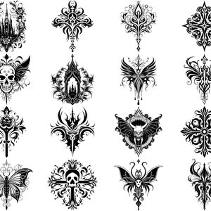 100+ Gothic Tattoo SVG Bundle, Instant Digital Download, PNG, SVG Cut ...