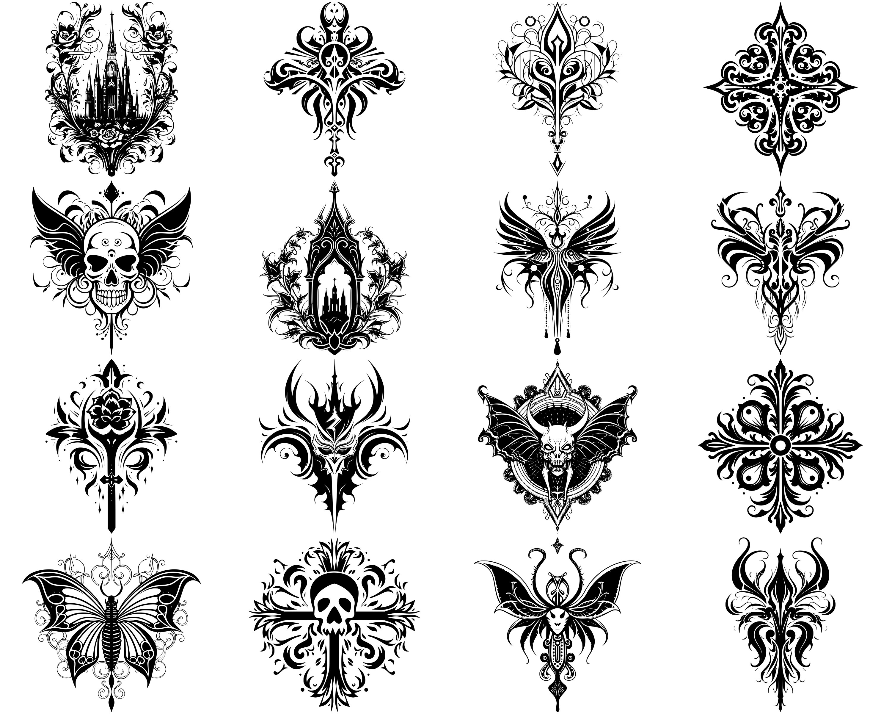 100+ Gothic Tattoo SVG Bundle, Instant Digital Download, PNG, SVG Cut ...