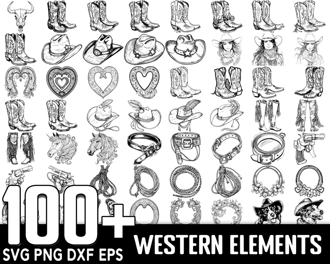 Western Elements SVG Bundle,instant Digital Download, PNG, SVG Cut ...