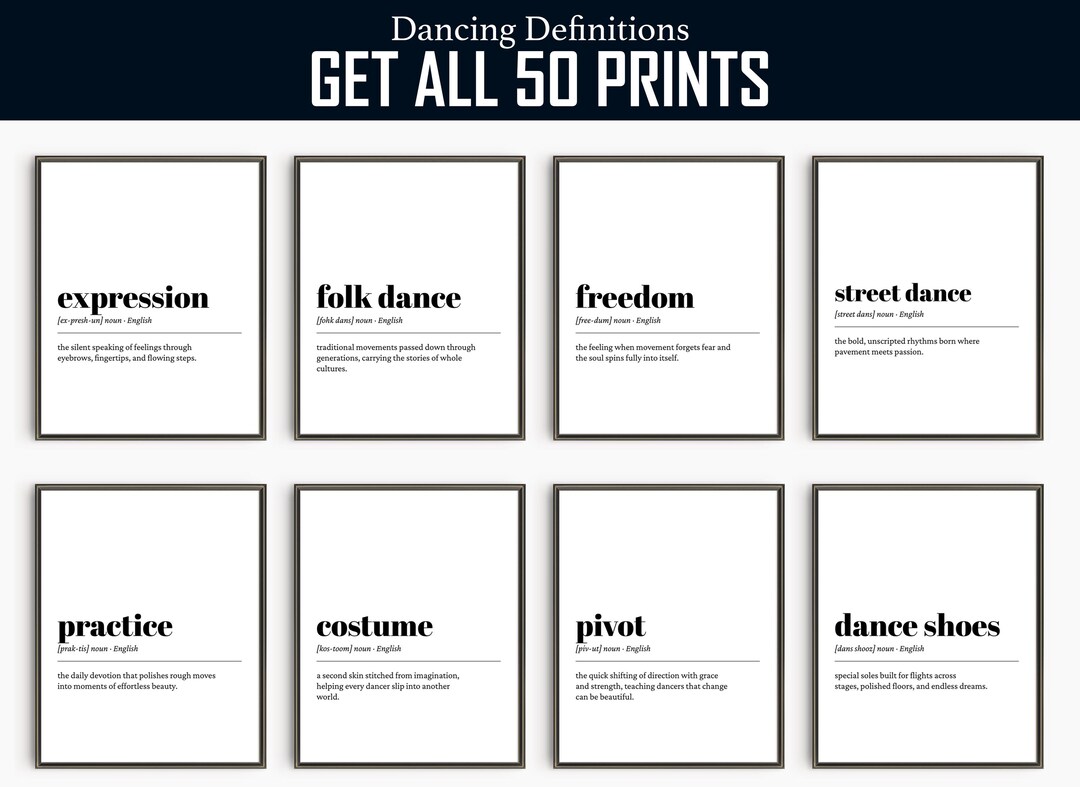 Funny Dance Definition Prints: Dance Studio Wall Art (digital Download ...