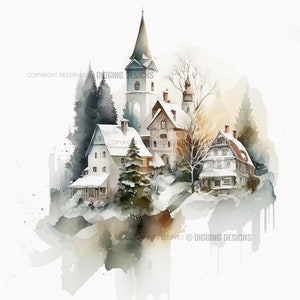 Set of 21, Winter Village Clipart, Winter Village Clip Art, Winter ...