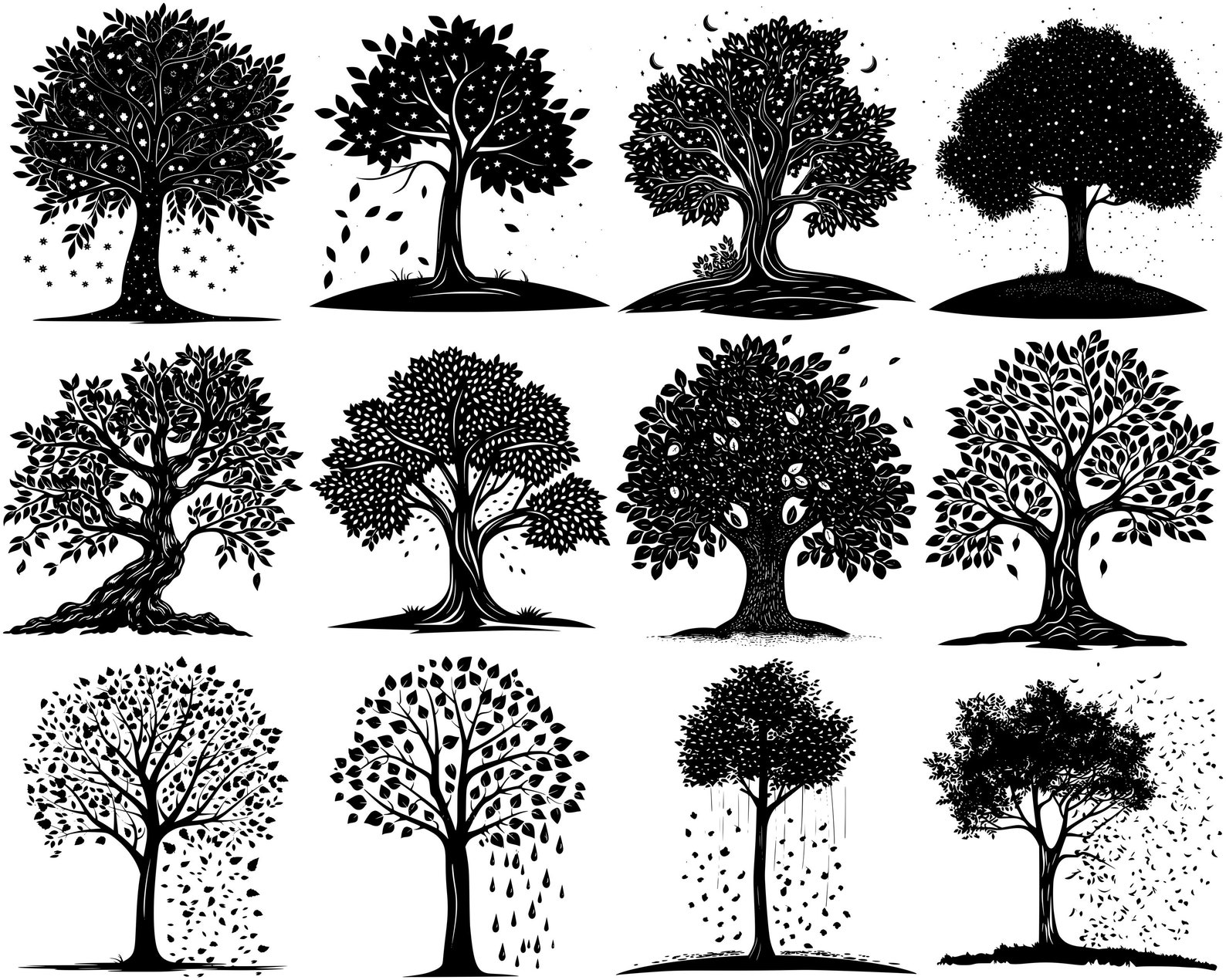 100+ Unique Trees SVG Bundle, Instant Digital Download, PNG, SVG Cut ...