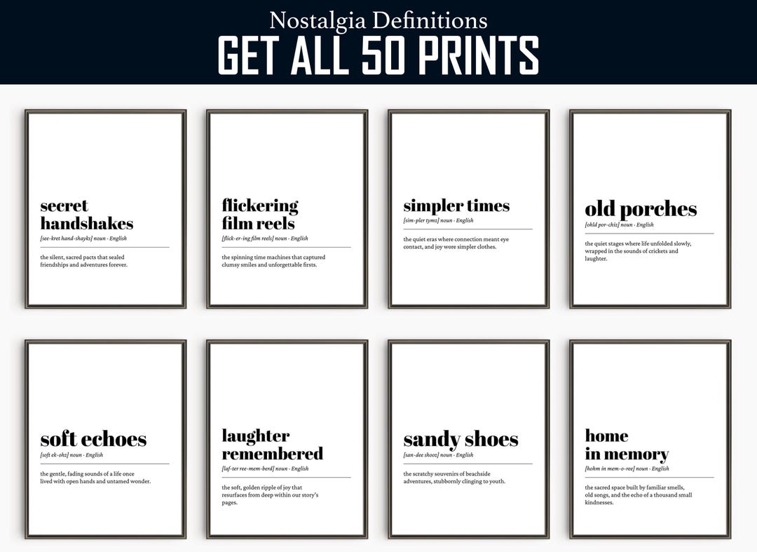 Nostalgia Definitions | 60 Prints | Vintage Wall Art | Printable Memory ...