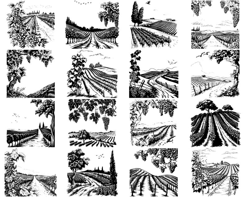 100+ Vineyard Scene SVG Bundle, Instant Digital Download, PNG, SVG Cut ...