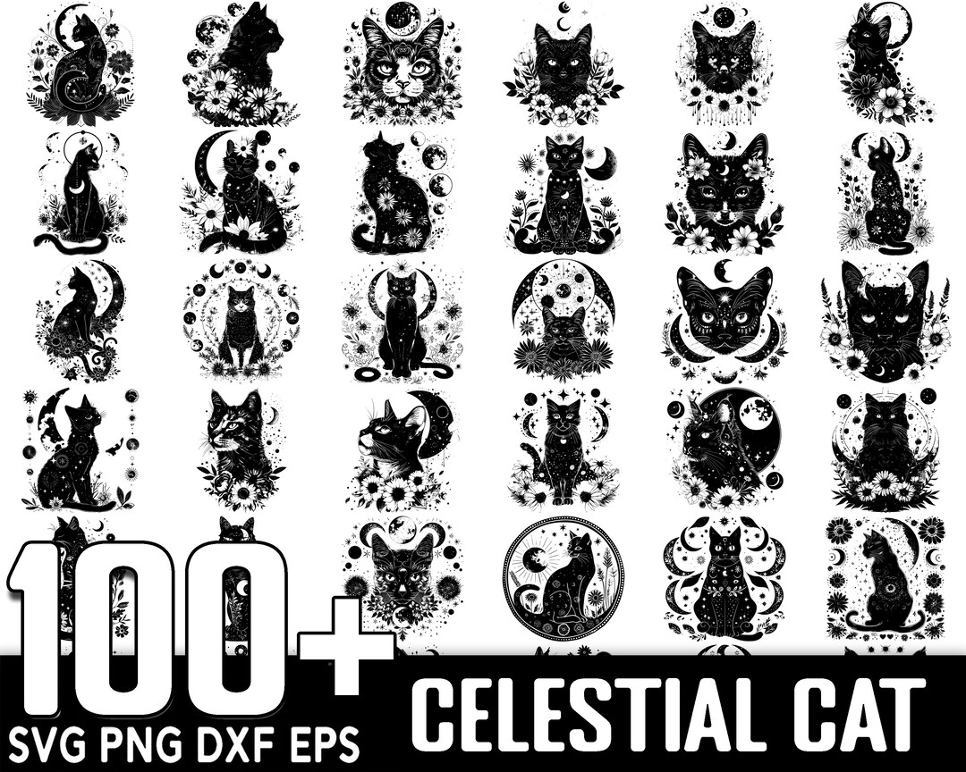 100+ Celestial Cat SVG Bundle, Instant Digital Download, PNG, SVG Cut ...