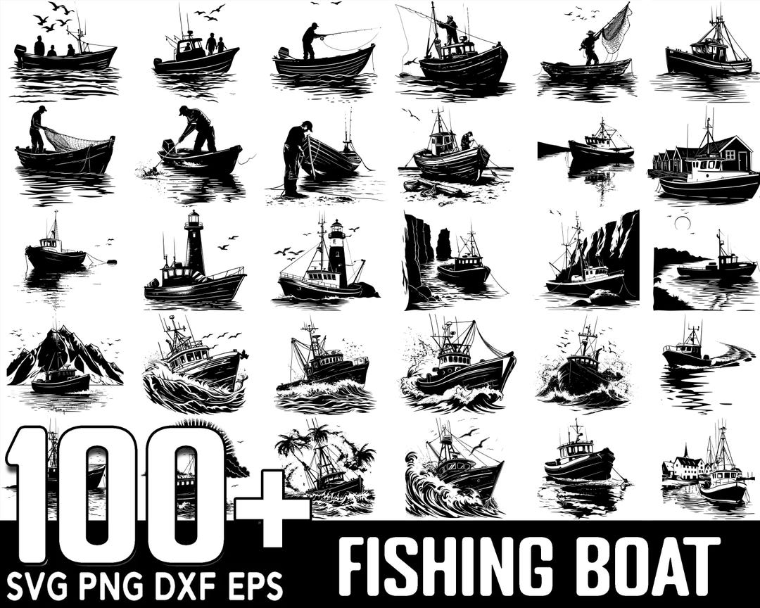 100+ Fishing Boat SVG Bundle, Instant Digital Download, PNG, SVG Cut ...