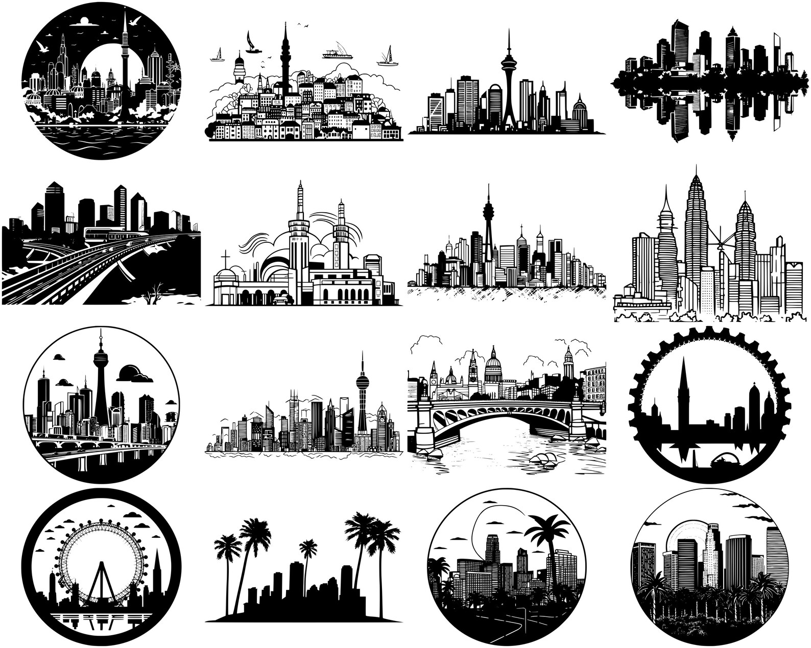 World Cities SVG Bundle,instant Digital Download, PNG, SVG Cut Files - Etsy