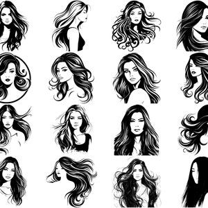 100+ Long Hair SVG Bundle, Instant Digital Download, PNG, SVG Cut Files ...