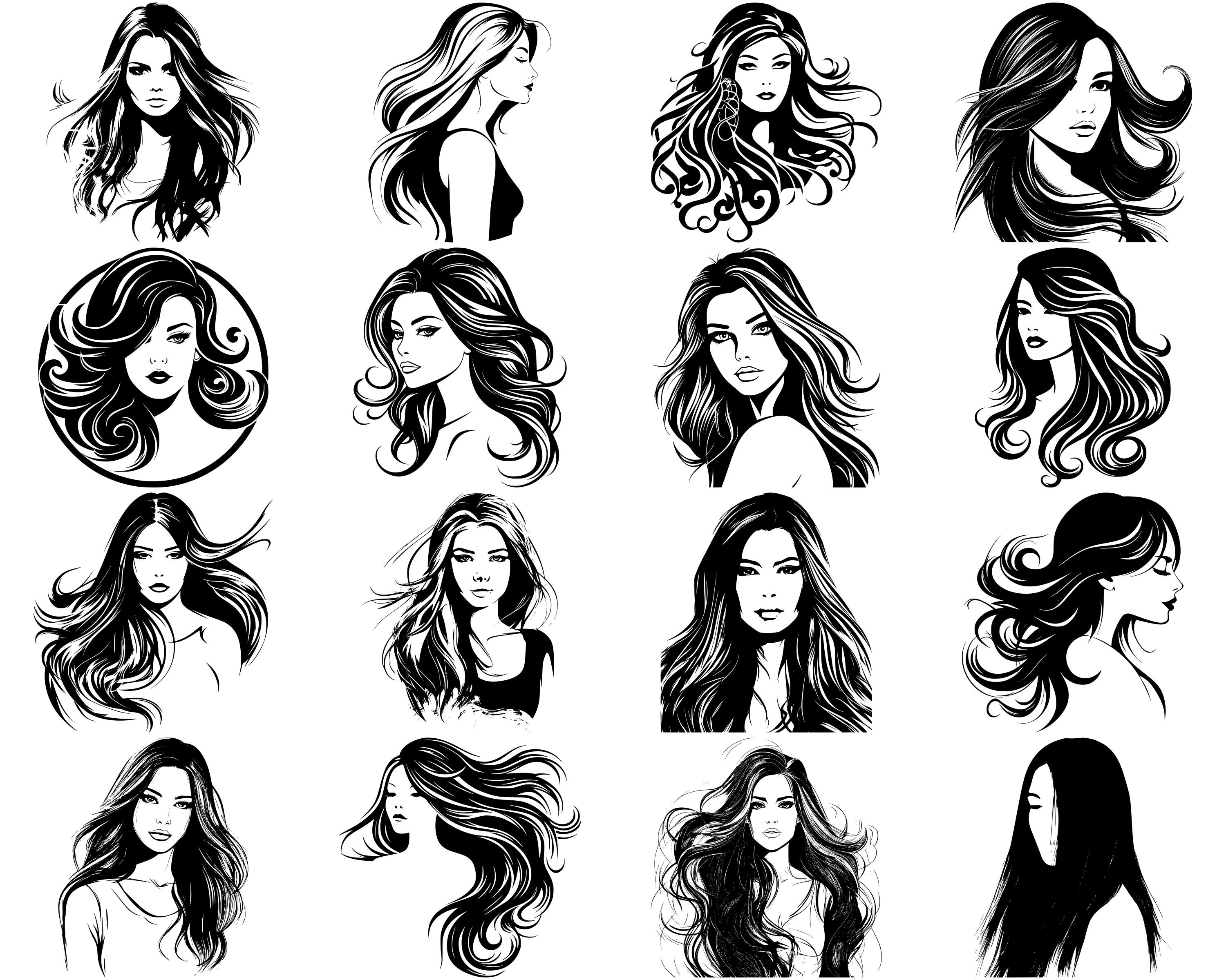100+ Long Hair SVG Bundle, Instant Digital Download, PNG, SVG Cut Files ...