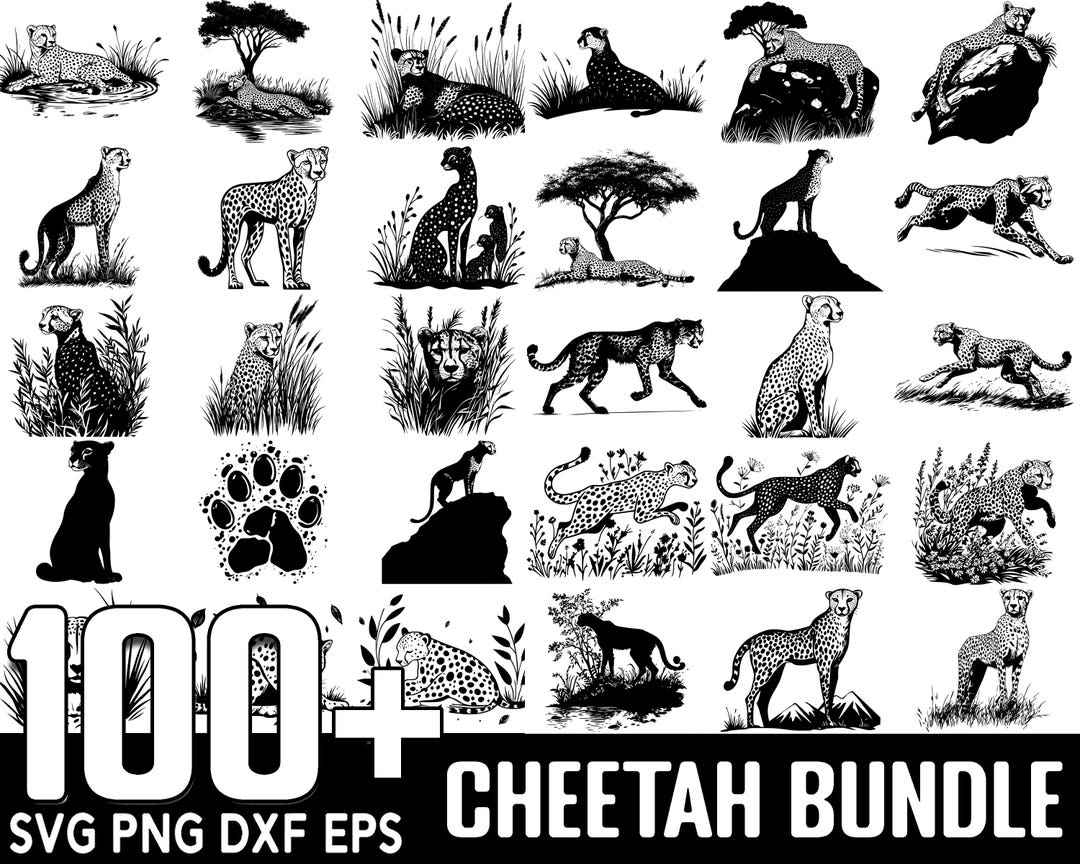 Cheetah SVG Bundle: 100+ Animal Cut Files (digital Download) - Etsy ...