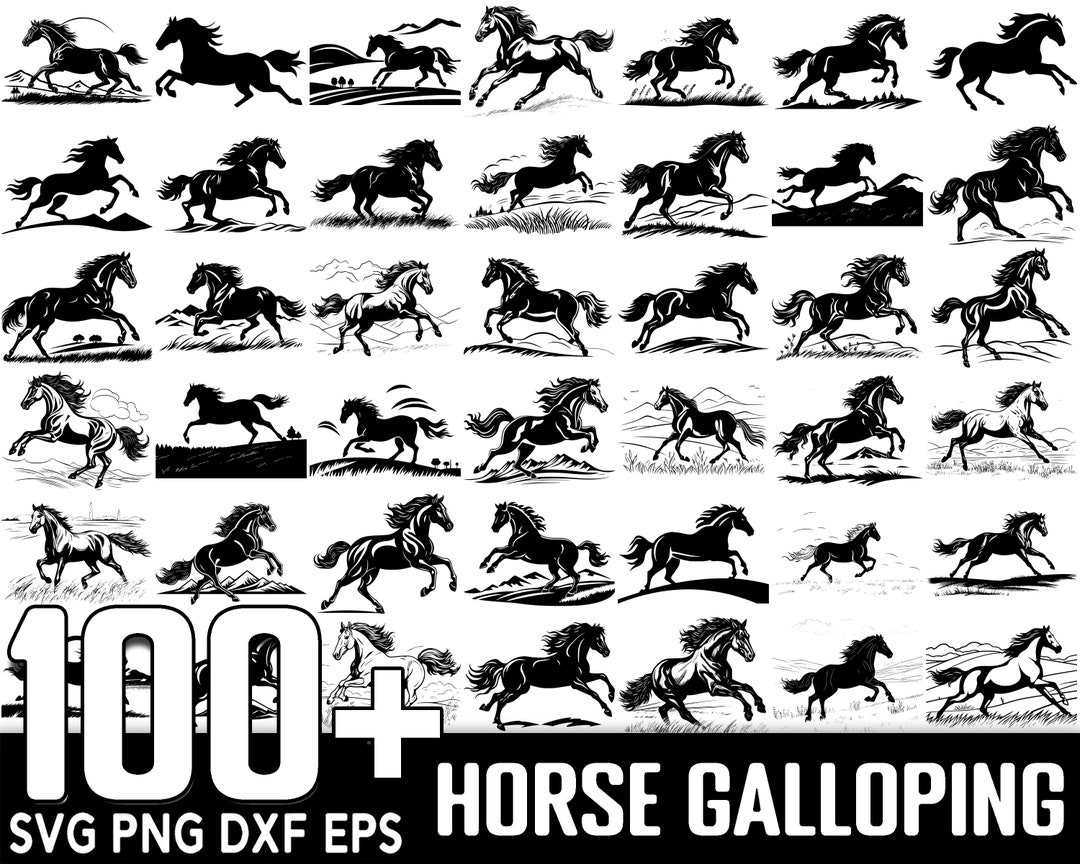 100+ Horse Galloping SVG Bundle,instant Digital Download, PNG, SVG Cut ...