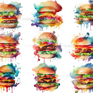 Set of 21 Watercolor Burger Clipart Burger Png Premium - Etsy