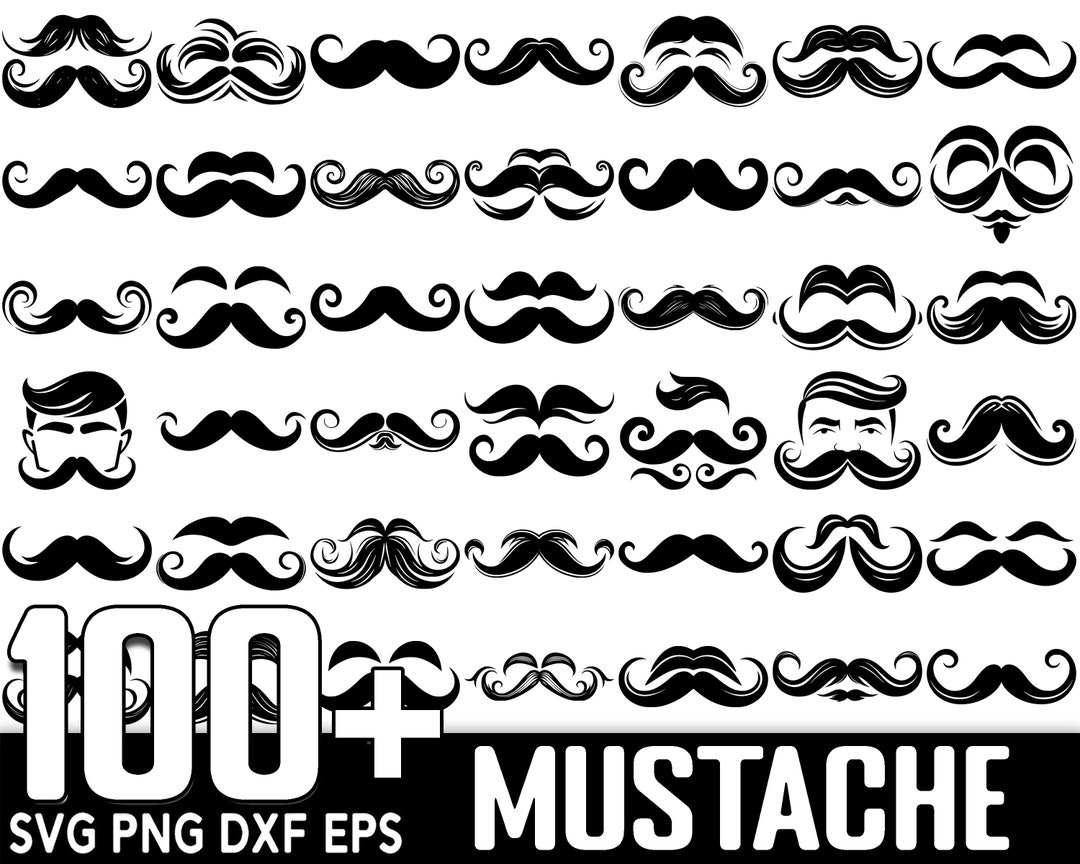 100 Mustache SVG Bundle, Instant Digital Download, PNG, SVG Cut Files ...
