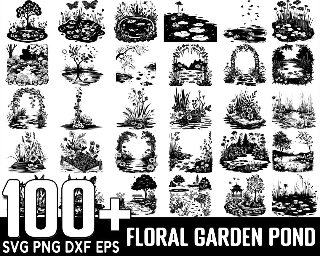 100+ Floral Garden Pond SVG Bundle, Instant Digital Download, PNG, SVG ...