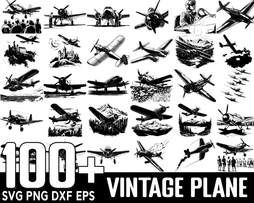 100+ Vintage Plane SVG Bundle, Instant Digital Download, PNG, SVG Cut ...