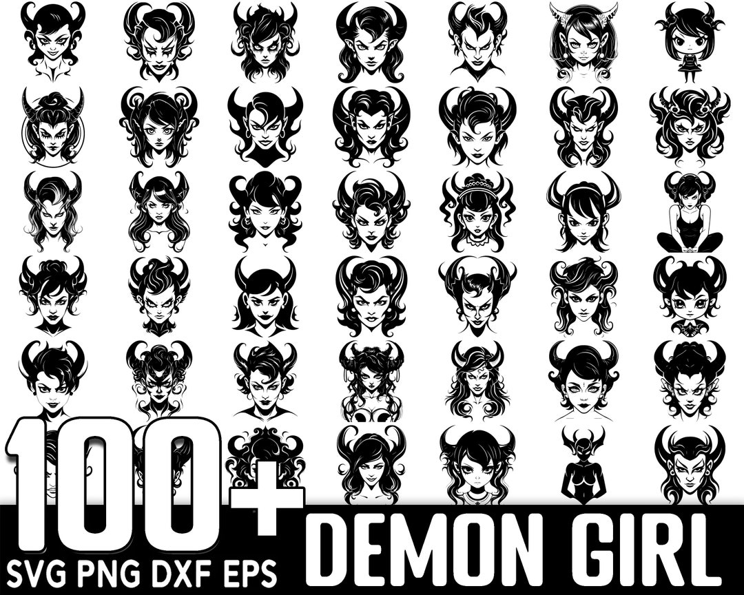 100+ Demon Girl SVG Bundle, Instant Digital Download, PNG, SVG Cut ...