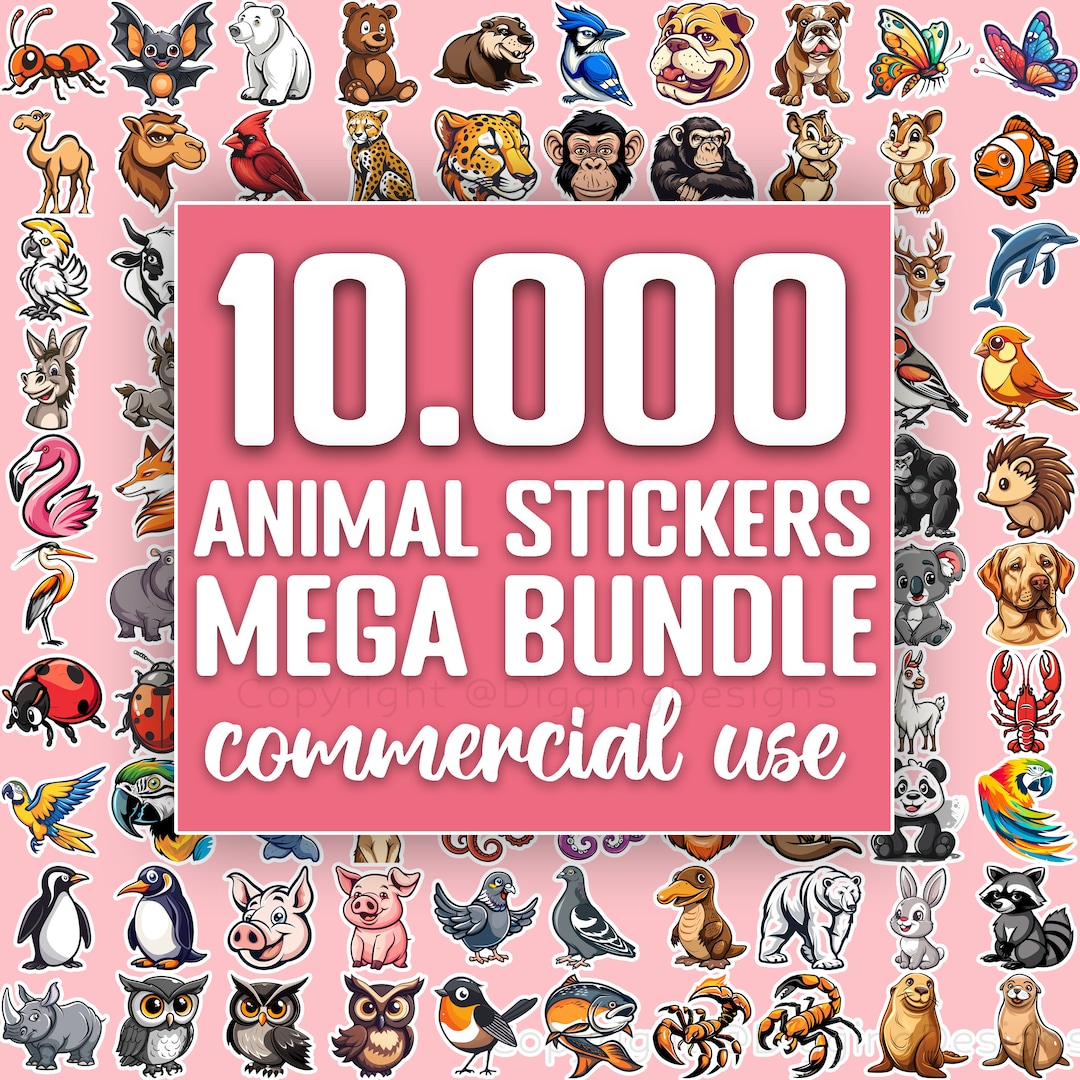 10,000+ Animal Stickers Bundle, Mega Sticker Bundle, 100 Categories ...