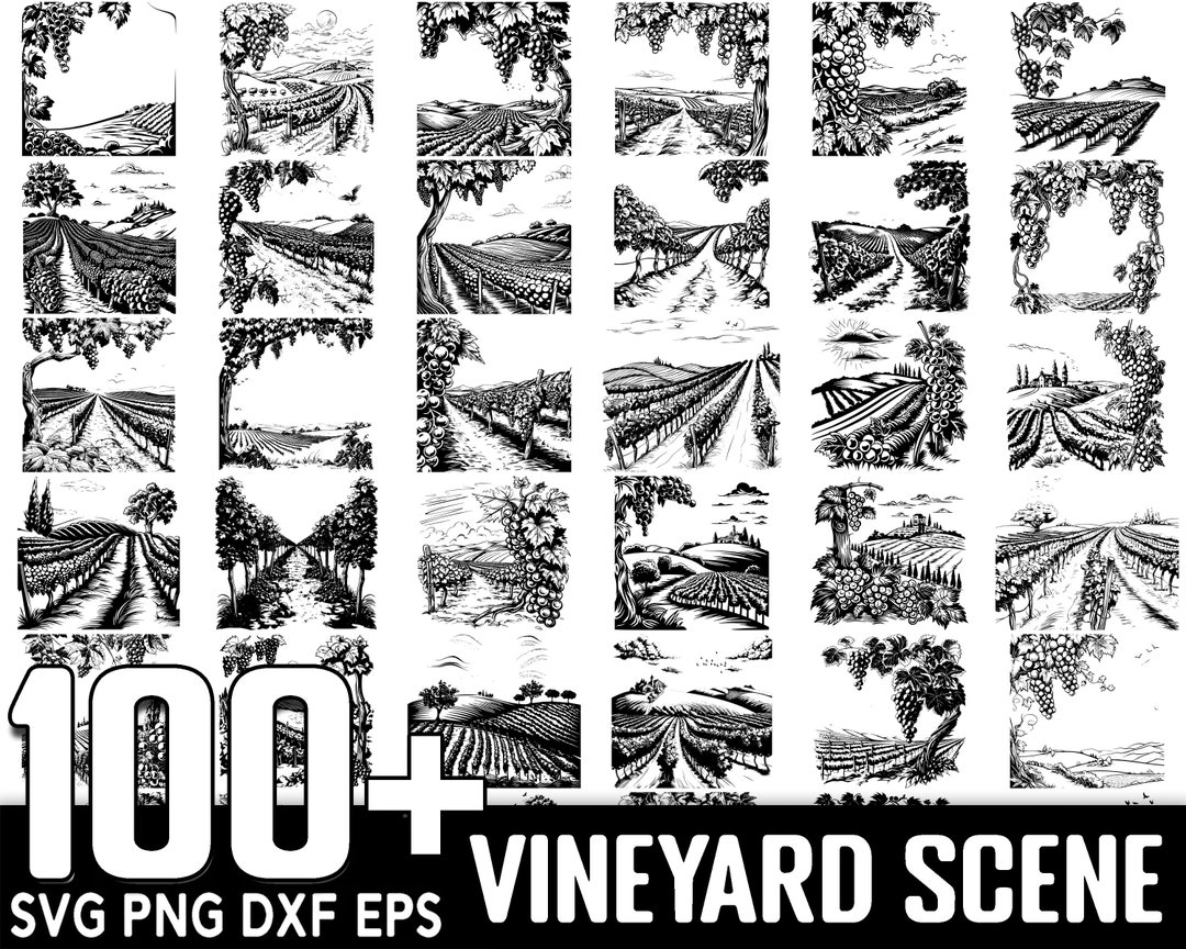 100+ Vineyard Scene SVG Bundle, Instant Digital Download, PNG, SVG Cut ...