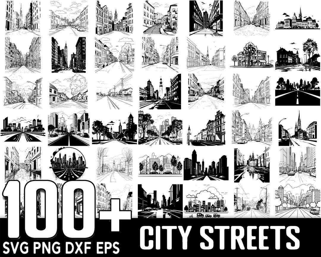 100+ City Street SVG Bundle,instant Digital Download, PNG, SVG Cut ...