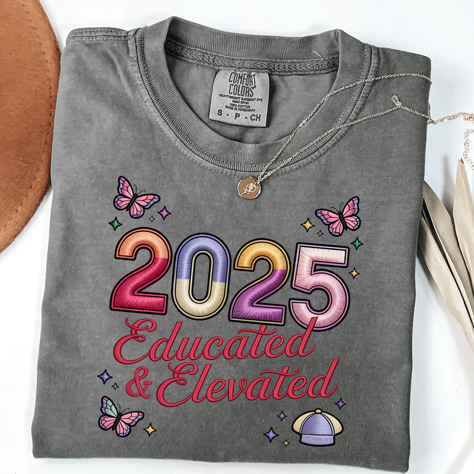 2025 Graduation PNG: Educated & Elevated Embroidery Design (digital ...