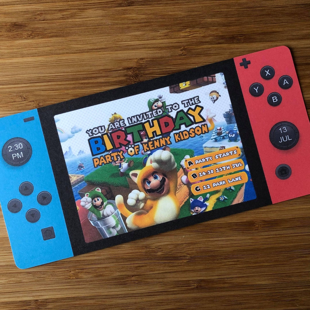 Invitación de cumpleaños con estilo de Nintendo Switch - Etsy España