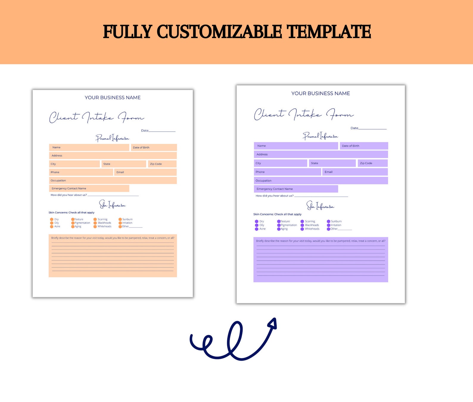 Esthetician Business Consent Forms, Esthetician Client Intake Forms ...