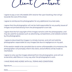Photography Business Forms, Editable Templates, Photography Contract ...