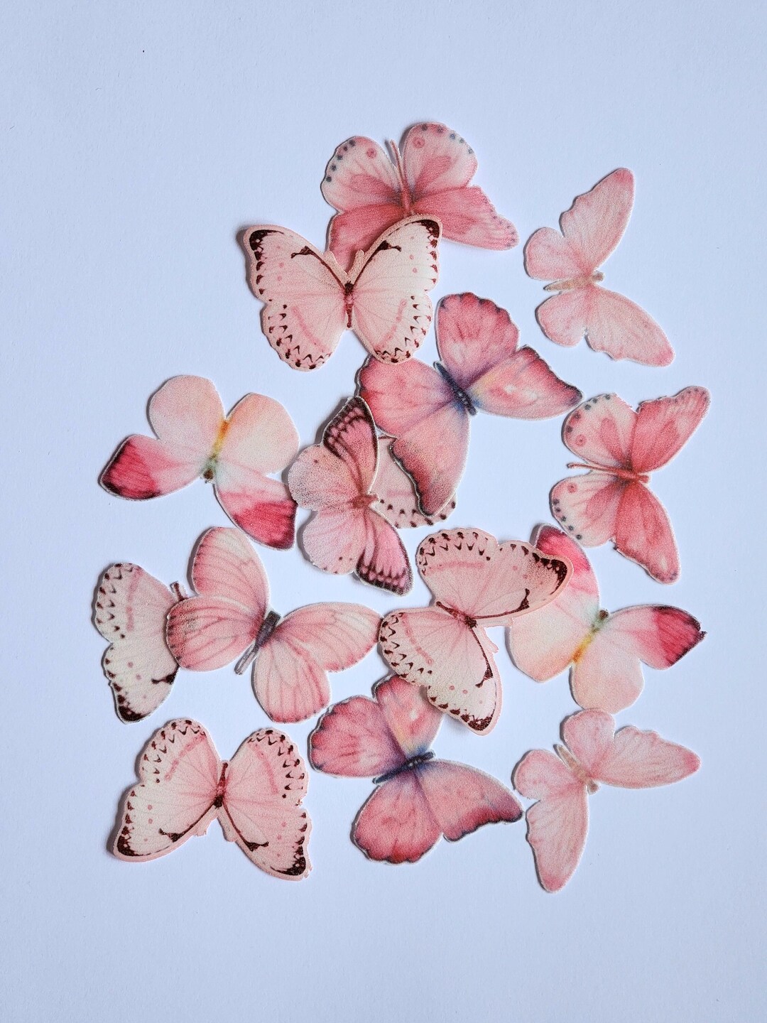 Pre Cut PINK Edible Wafer Paper Butterflies Cake and Cupcake Topper 1 ...