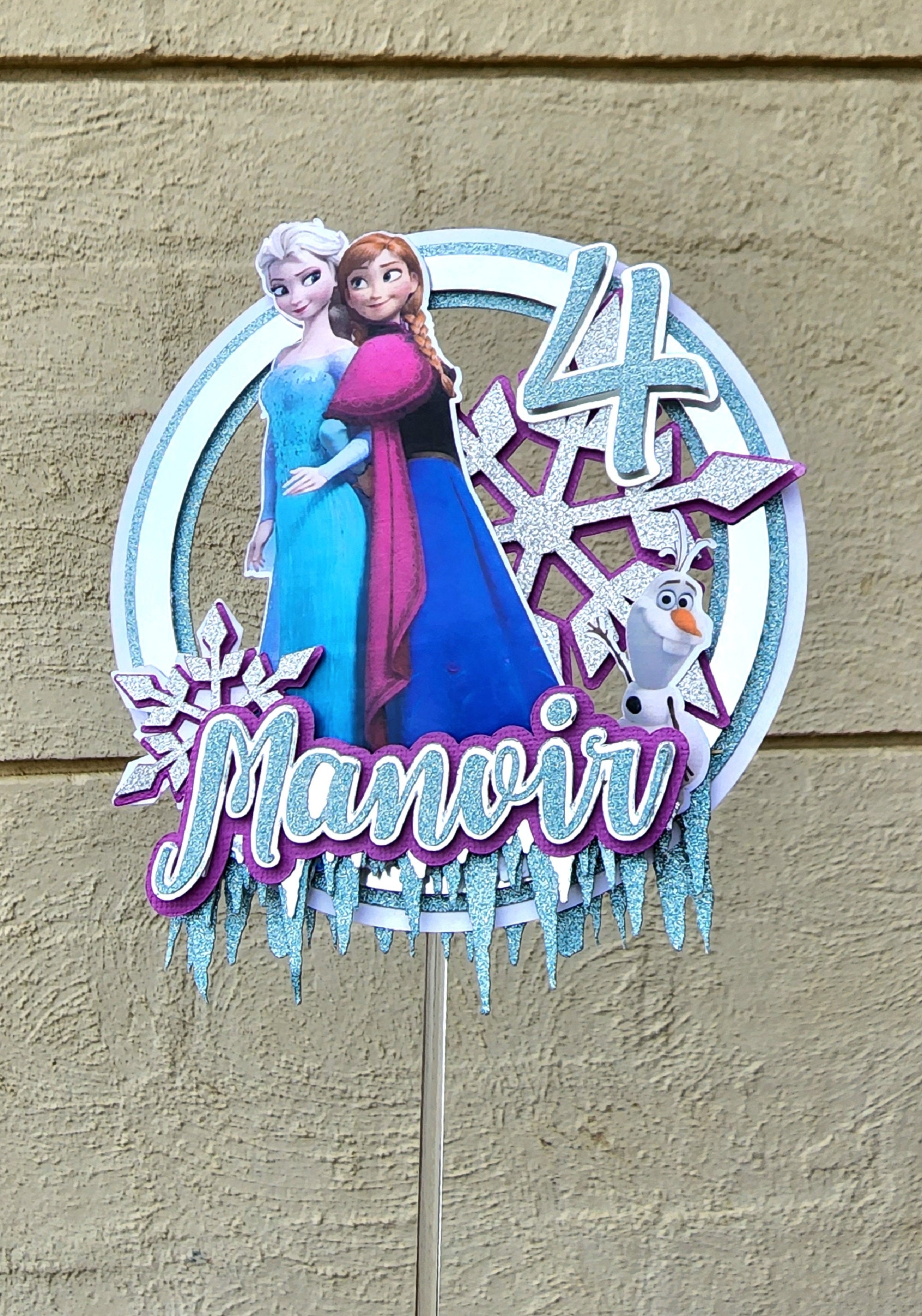 FROZEN Theme ELSA ANNA Cake Topper Cardstock Glitter - Etsy Australia