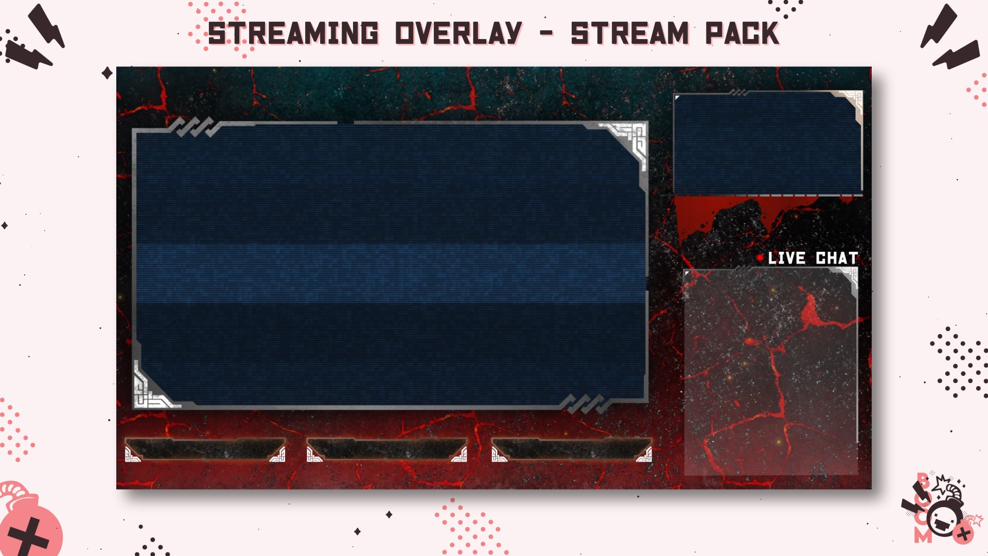 Animated Twitch Viking War Fire Overlay / Overlay / Webcam / Chatbox ...