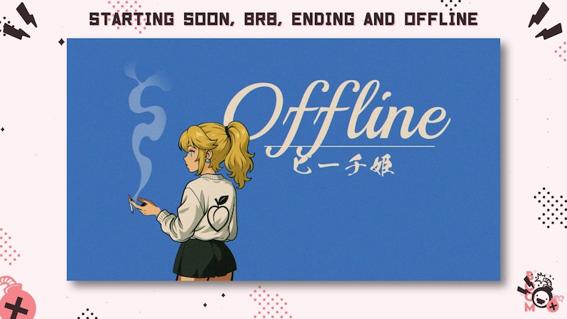 Animated Peach Twitch Overlay | 80s Retro Kawaii Style | Starting Soon ...