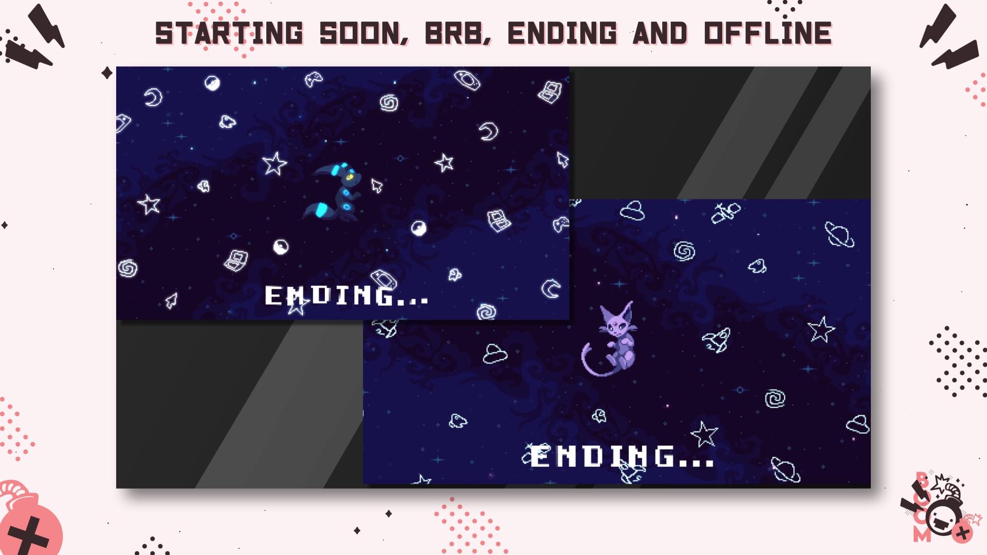 X2 Animated Twitch Pixel Umbreon and Speon Pokemon Cutey / Stream ...