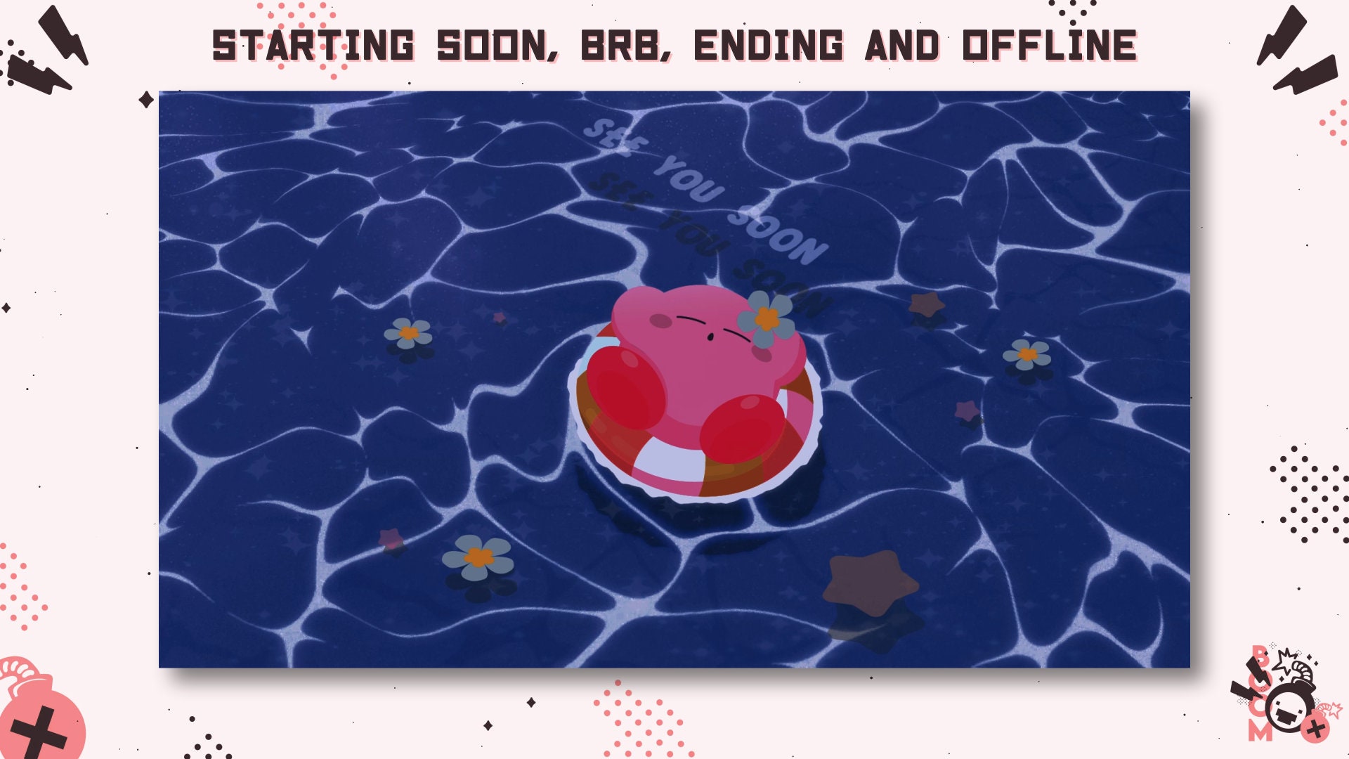 Animated Twitch Kirby Cute Chill Blue/ Stream Starting Soon / Be Right ...