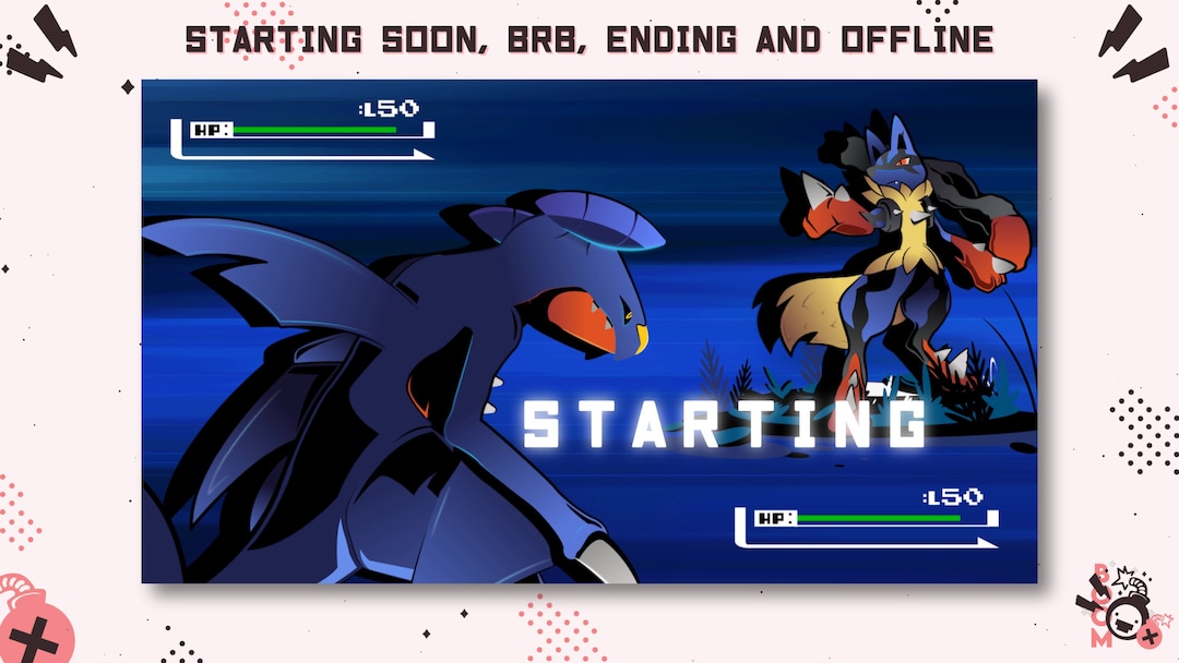 Animated Twitch Battle Pokemon Garchomp Lucario / Stream Starting Soon ...