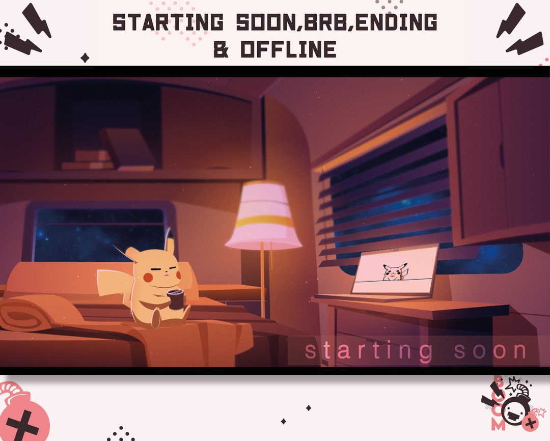 Animated Twitch Pikachu Pokemon Cute Chill / Stream Starting Soon / Be ...
